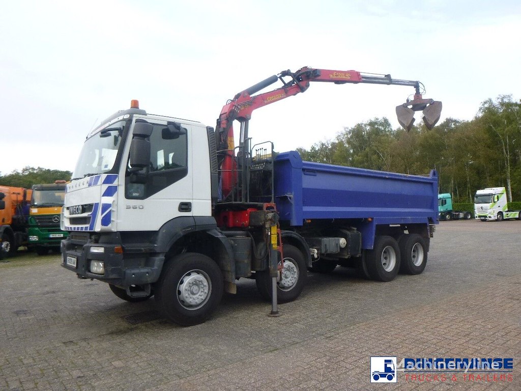 IVECO AD340T36 8x4 RHD tipper + Palfinger E120 plus + grapple pokretna dizalica