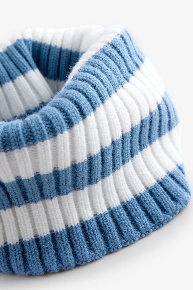 Blue Stripe Beanie Hat and Snood Set (1-13yrs)