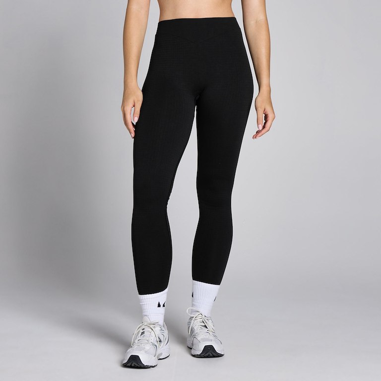 MP Women's Lifestyle Waffle Seamless Leggings − ženske helanke − crne