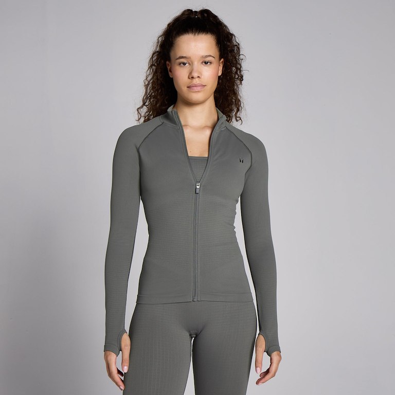 MP Women's Lifestyle Waffle Seamless Full Zip Jacket - ženska jakna - čeličnosiva