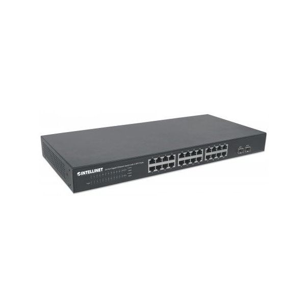 INTELLINET Switch 24-Port Neupravljiv Gigabit Ethernet, 2xSFP Port