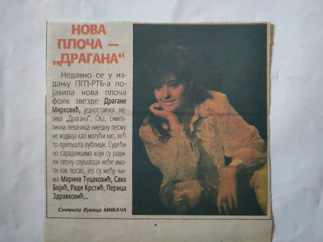 Č/ Dragana Mirković - Nova Ploča Dragana / 8 Novosti