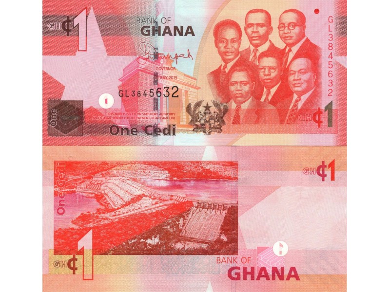 GHANA Gana 1 Cedi 2015 UNC, P-37