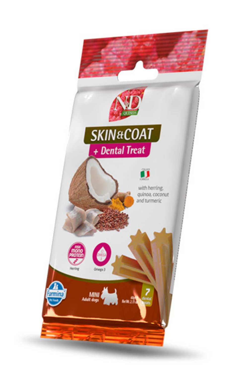 ND Quinoa Skin & Coat Herring poslastica za pse, mini 60 g