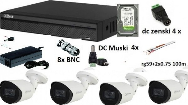 Dahua SET-14 * 4 kamere Full HD 3tb hdd napajanje 12v/5a svi konektori