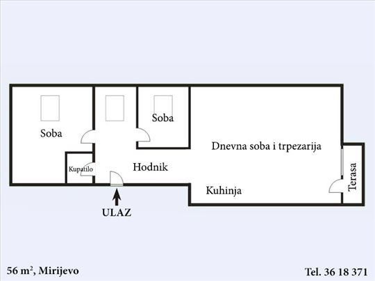 Prodaja stana Mirijevo 56m2+terasa