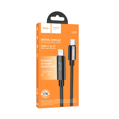 Data Kabal Hoco U125 Benefit charging data cable with display 27w Type - C to iP crni