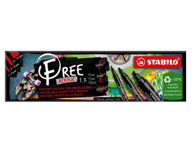 STABILO FREE Acrylic Marker 1/3, T100, T300,T800