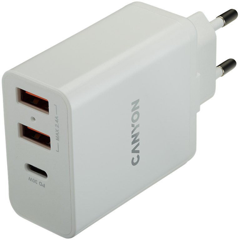 CANYON charger H-08 PD 30W USB-C 2USB-A White