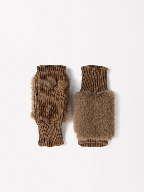 FUR-EFFECT MITTENS GLOVES