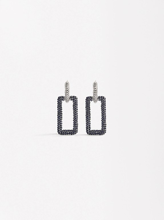 Hoop Earrings With Rectangular Pendant