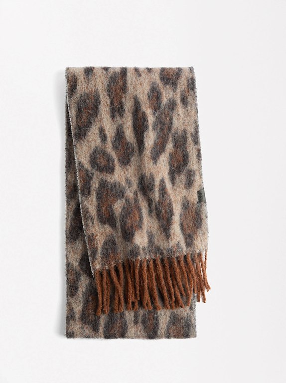 SCARF WITH LEOPARD PRINT WOOL