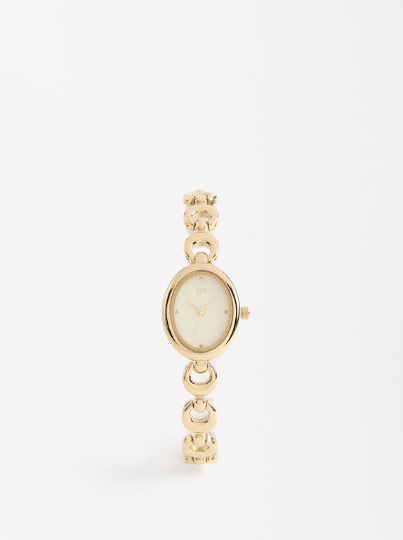 Oval watch with link bracelet