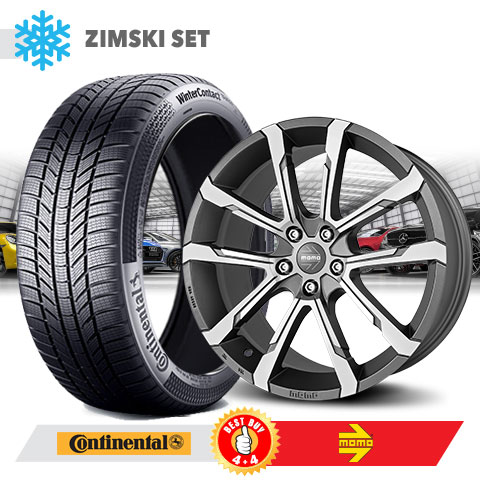 245/45 R18 SET Z CONTINENTAL + MOMO QUA EVO MA POL 5/112