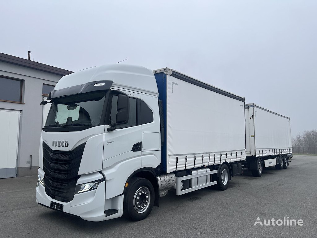 IVECO S-Way 480, Retarder, Xenon+Krone 3-achse, 38pallet, 14,80m., Spr kamion sa klizna zavesa cerada + prikolica sa kliznom ceradom