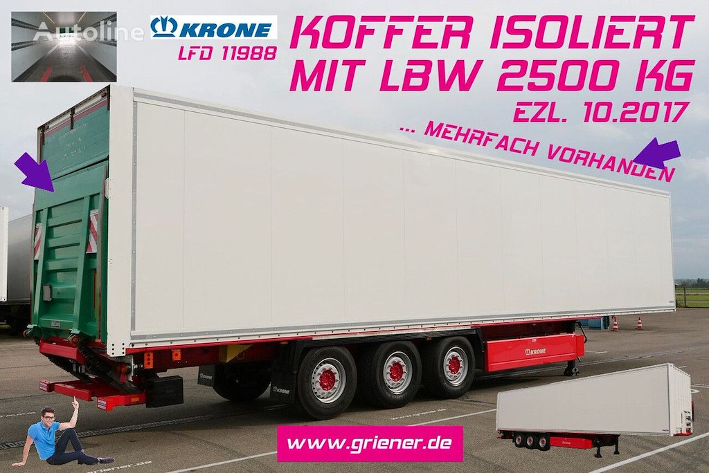 Krone SD 27/ ISOLIERTER KOFFER LBW 2500 kg mehfach ! furgon poluprikolica