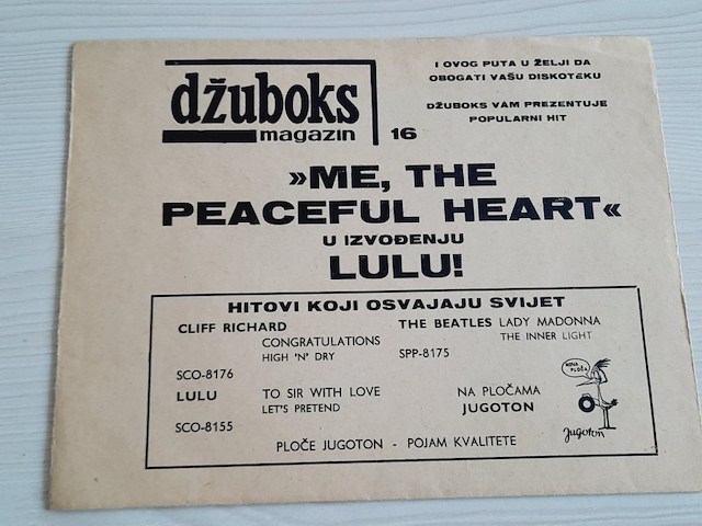 Lulu ‎– Moje Je Srce Mirno (Me, The Peaceful Heart)