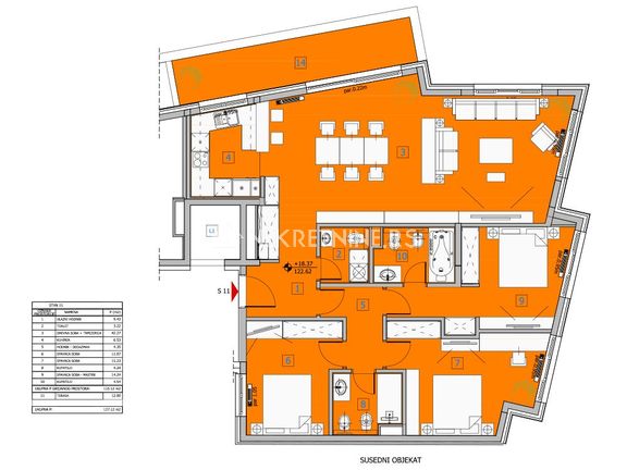 Prodajemo 4.0 stan, u izgradnji, Džordža Vašingtona , Botanička bašta 127m²