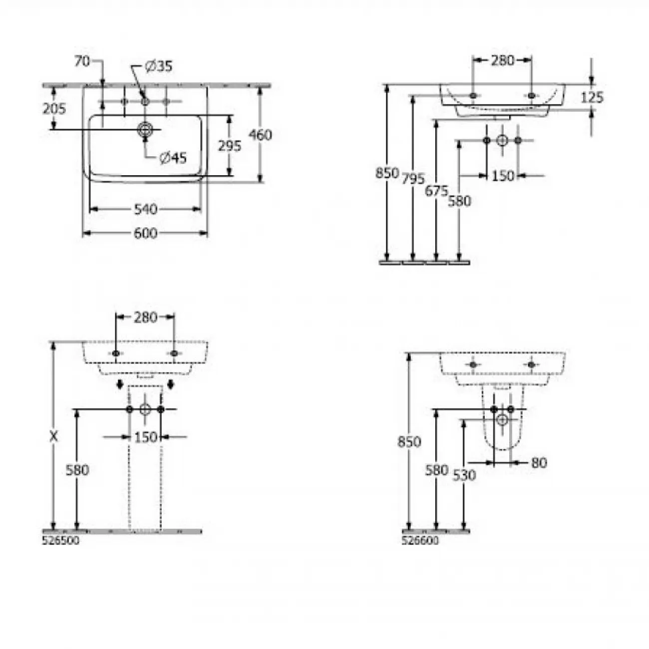 LAVABO 60X46 V&B O NOVO