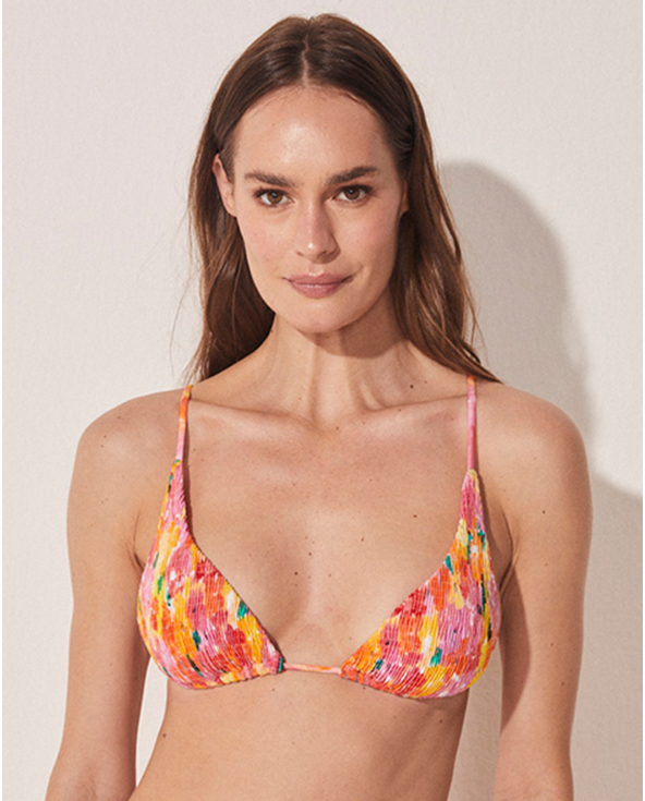 Top Bikini Cor Fixa Floral Pincelado