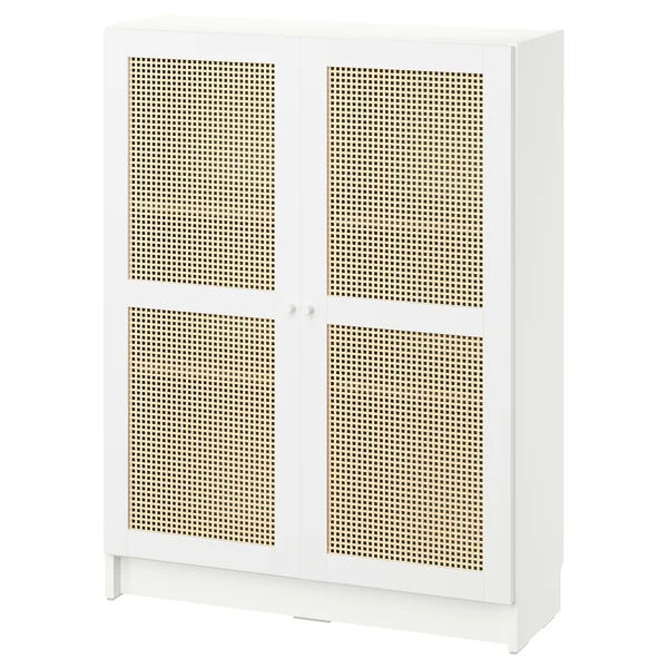 Biblioteka s vratima, bela, 80x30x106 cm