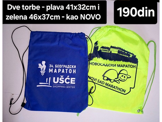 Dve torbe rančevi maraton Novi Sad Ušće - kao NOVO