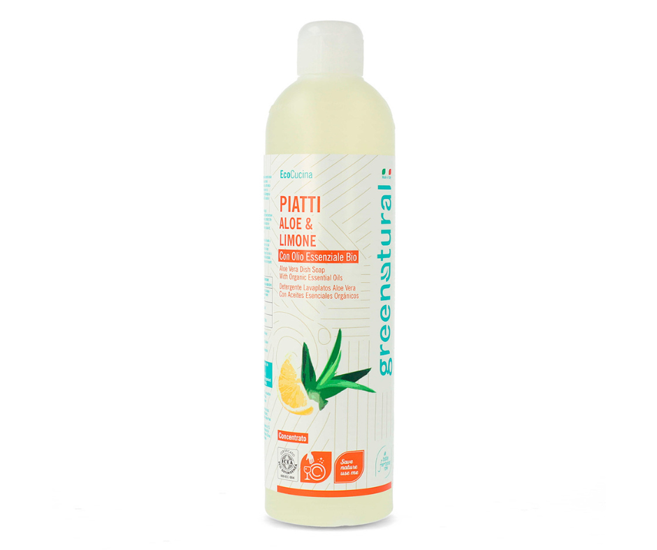 GREENATURAL Gel za pranje posuđa na bazi etarskih ulja “Aloe vera i limun” 500 ml