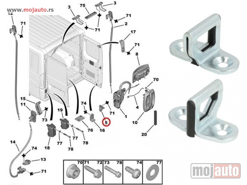 Citroen Jumper Brava Zadnjih Desnih Vrata Gore 06-NOVO