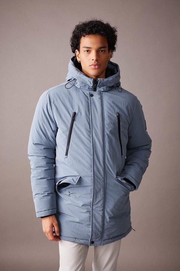 DEFACTO Water Repellent Hooded Zippered Double Pocket Coat Parka