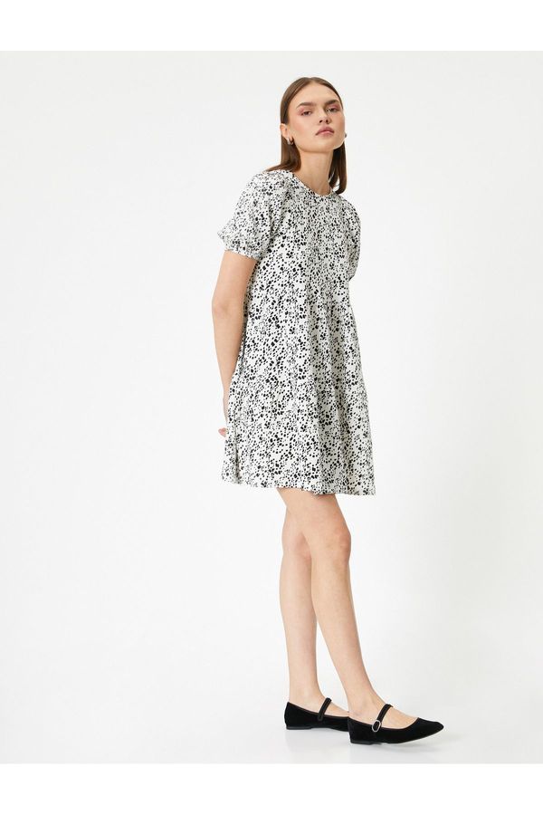 KOTON MINI POLKA DOT DRESS SHORT SLEEVES ROUND COLLAR COMFORTABLE FIT