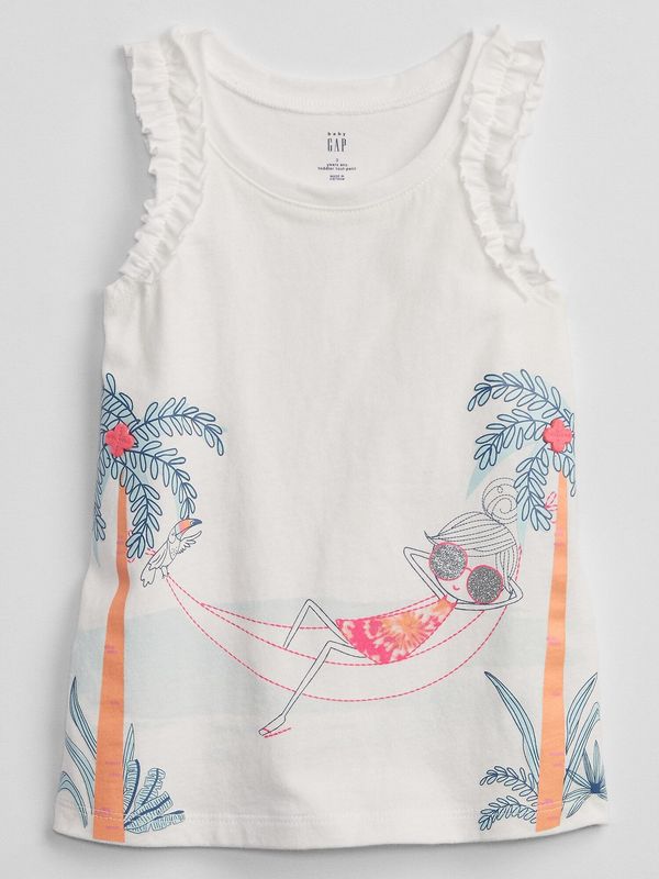 GAP Children's Tank Top Ruffle Graphic Tank - Girls