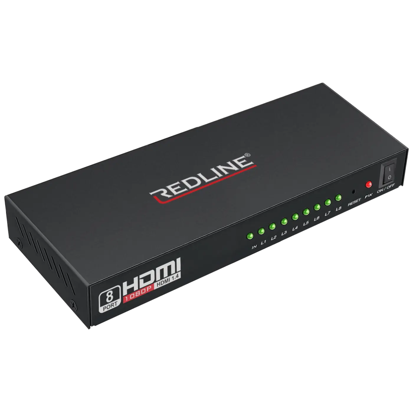 REDLINE Razdelnik HDMI 1 ulaz - 8 izlaza crni