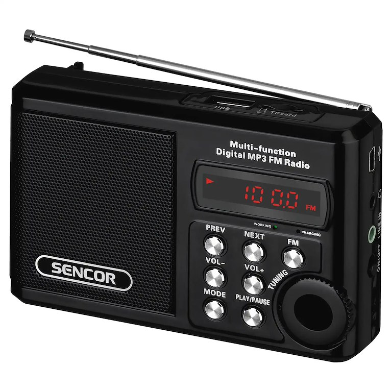 Sencor SRD 215 B Radio, USB, 3.5 mm, MP3, 230V, Crni