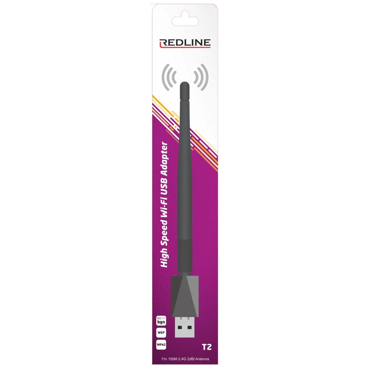 REDLINE Vi-Fi mrežna kartica, USB, 2,4 GHz, 2 dB, 150 Mbps, RT7601 - T2 ViFi antena, crna