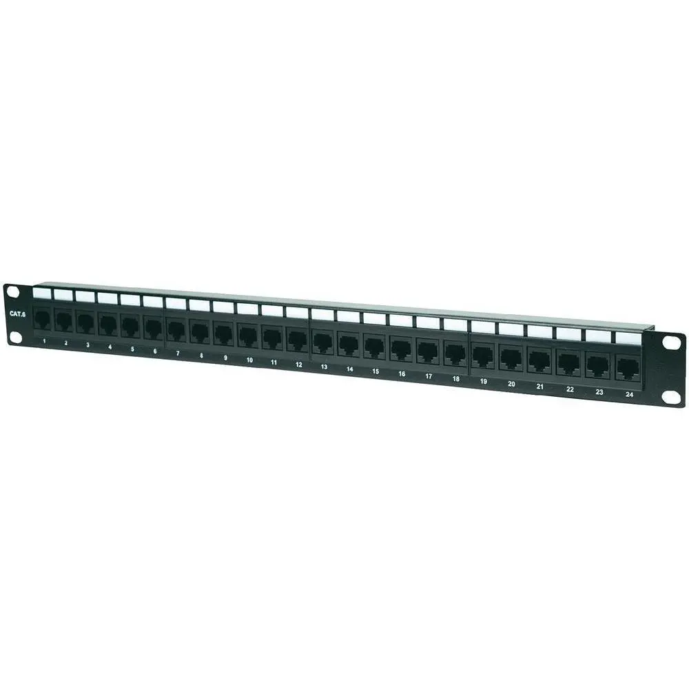 INTELLINET Prespojni panel, Cat6, UTP, 24 porta, 19'', 1U crni