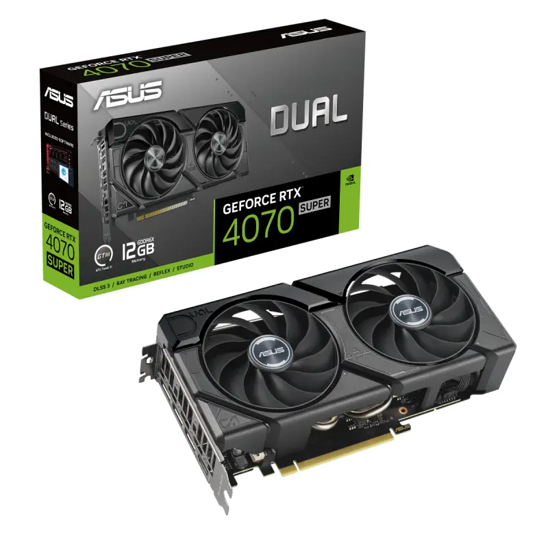 ASUS Grafička karta DUAL-RTX4070S-O12G-EVO NVD/12GB/GDDR6X/192bit, Crna