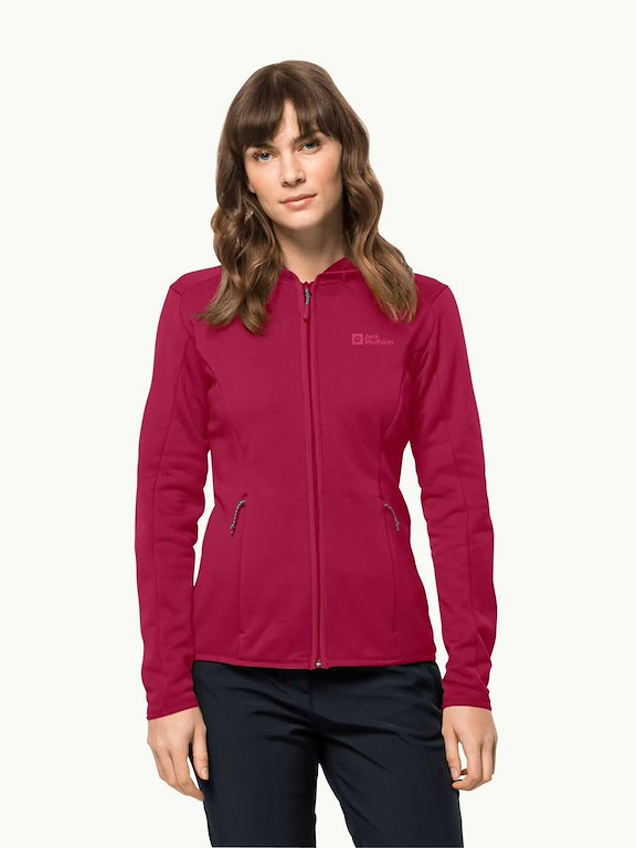 JACK WOLFSKIN Ženska jakna BAISELBERG HOODED FZ W Fleece Jacket bordo