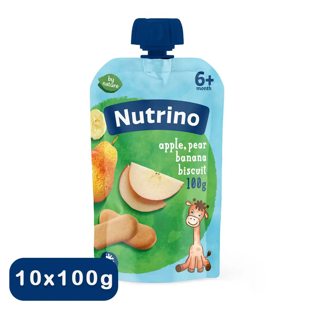 Nutrino Pauč, Jabuka, kruška, banana i keks, 100g, 10 komada