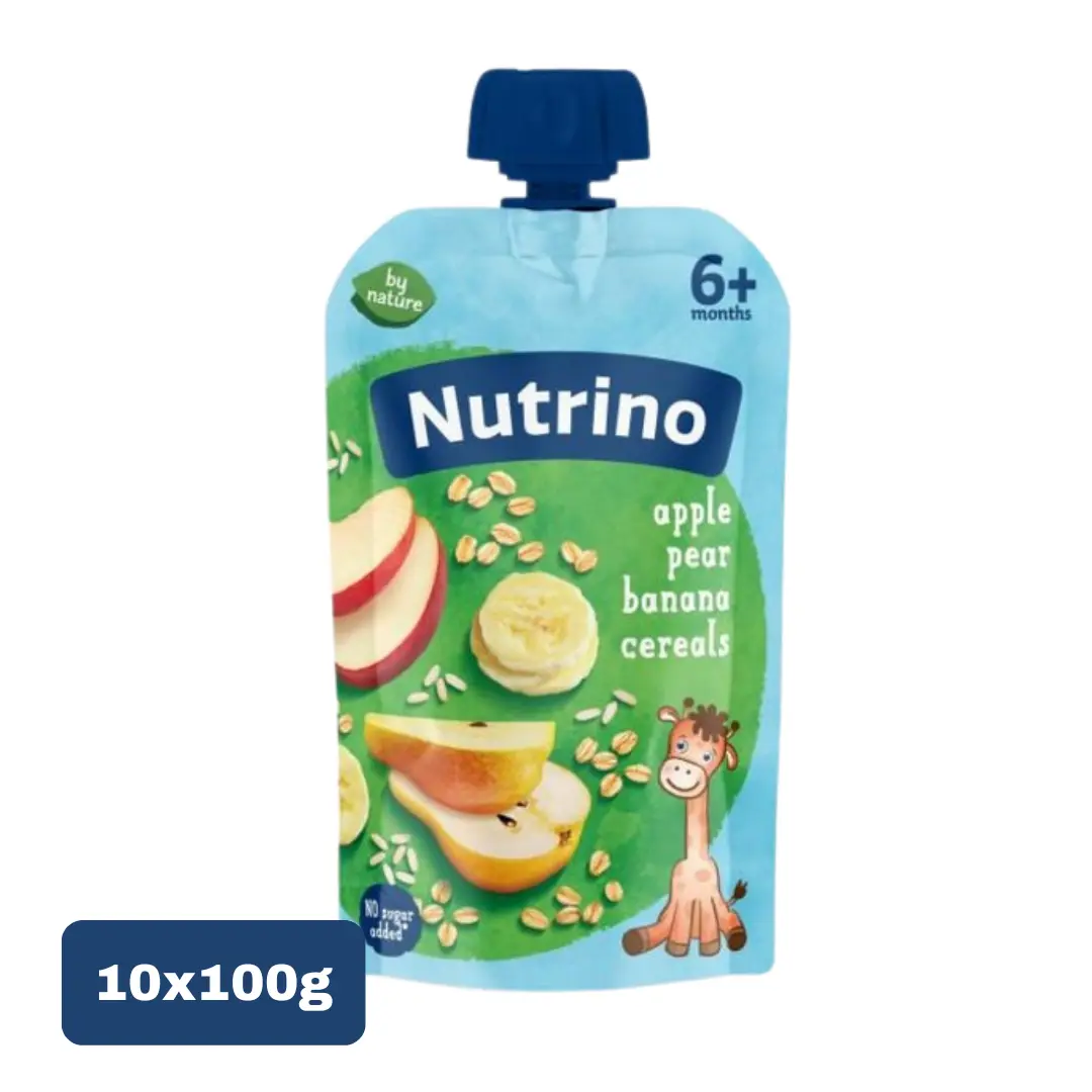 Nutrino Pauč, Jabuka, kruška, banana i žitarice, 100g, 10 komada