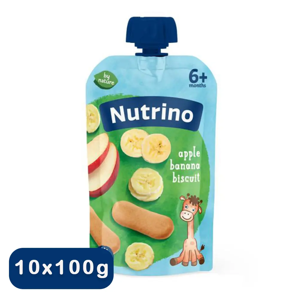 Nutrino Pauč, Jabuka, banana i keks, 100g, 10 komada