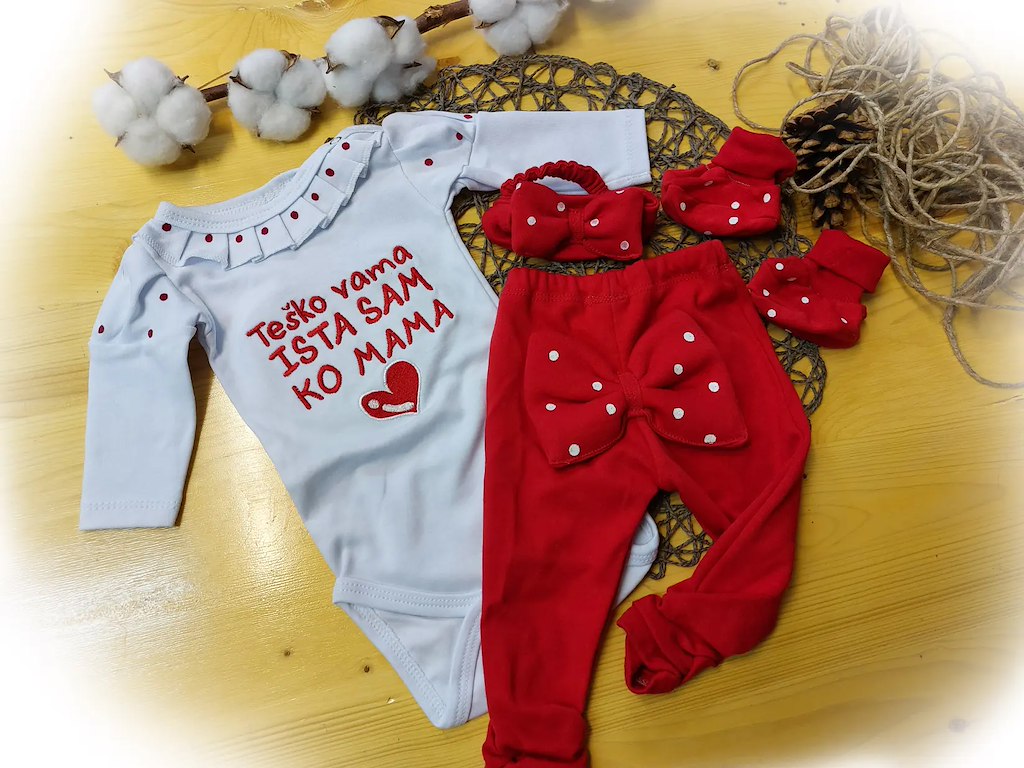 TODDS FASHION Set za devojčice - Ista mama crveni