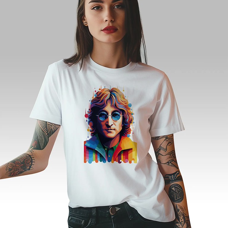 Premium Ženska majica Pop Art John Lennon Šljas 225, Bela