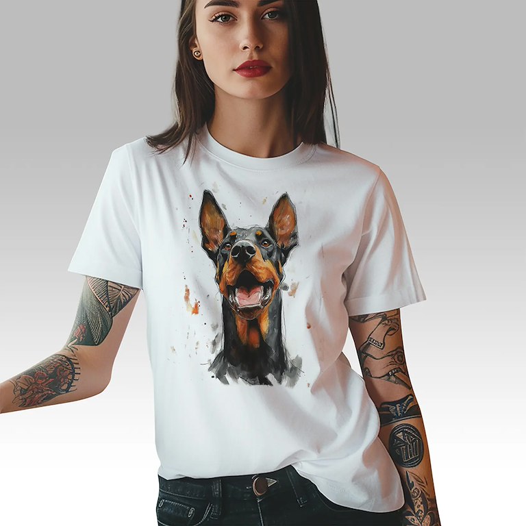 Premium Ženska majica Doberman Šljas 128, Bela