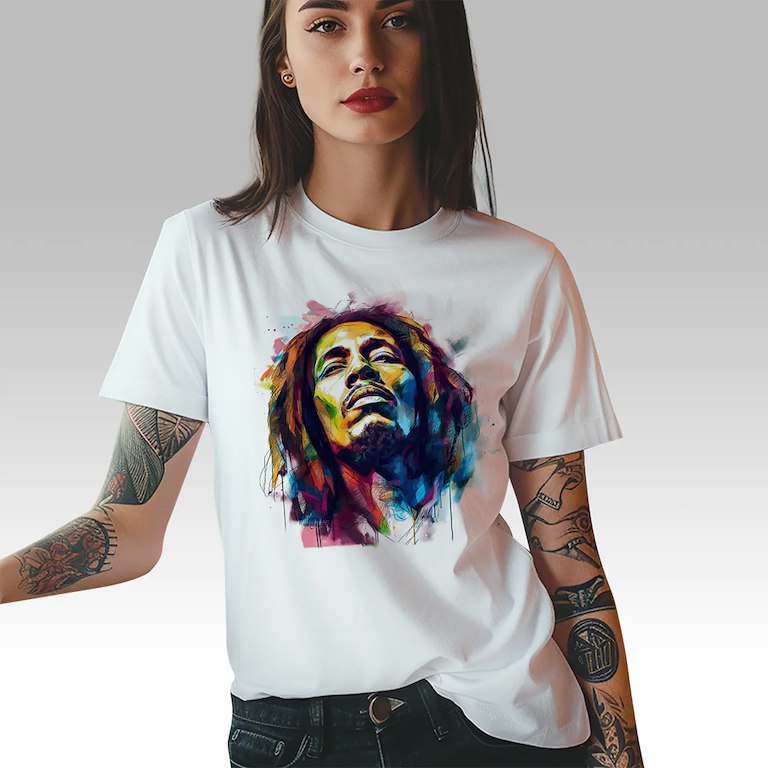 Premium Ženska majica Bob Marley Šljas 168, Bela