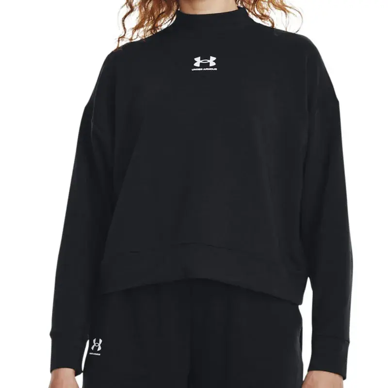 Under Armour Ženski duks Rival Terry Mock Crew, Crni