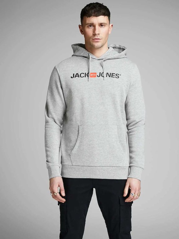 JACK & JONES Muški duks CORP OLD LOGO HOODIE sivi