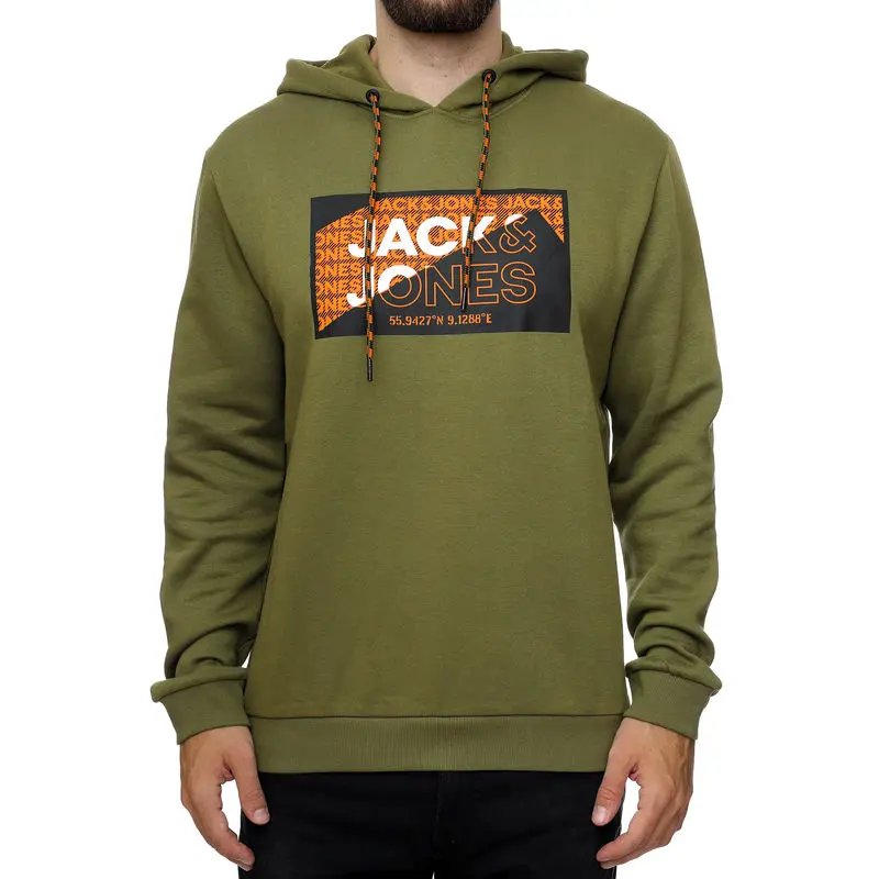 JACK & JONES Muški duks sa kapuljačom 12242480 maslinasti