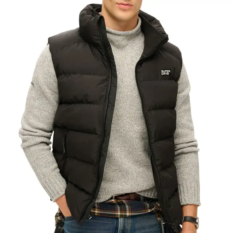 Superdry Muški prsluk Gilet, Crni