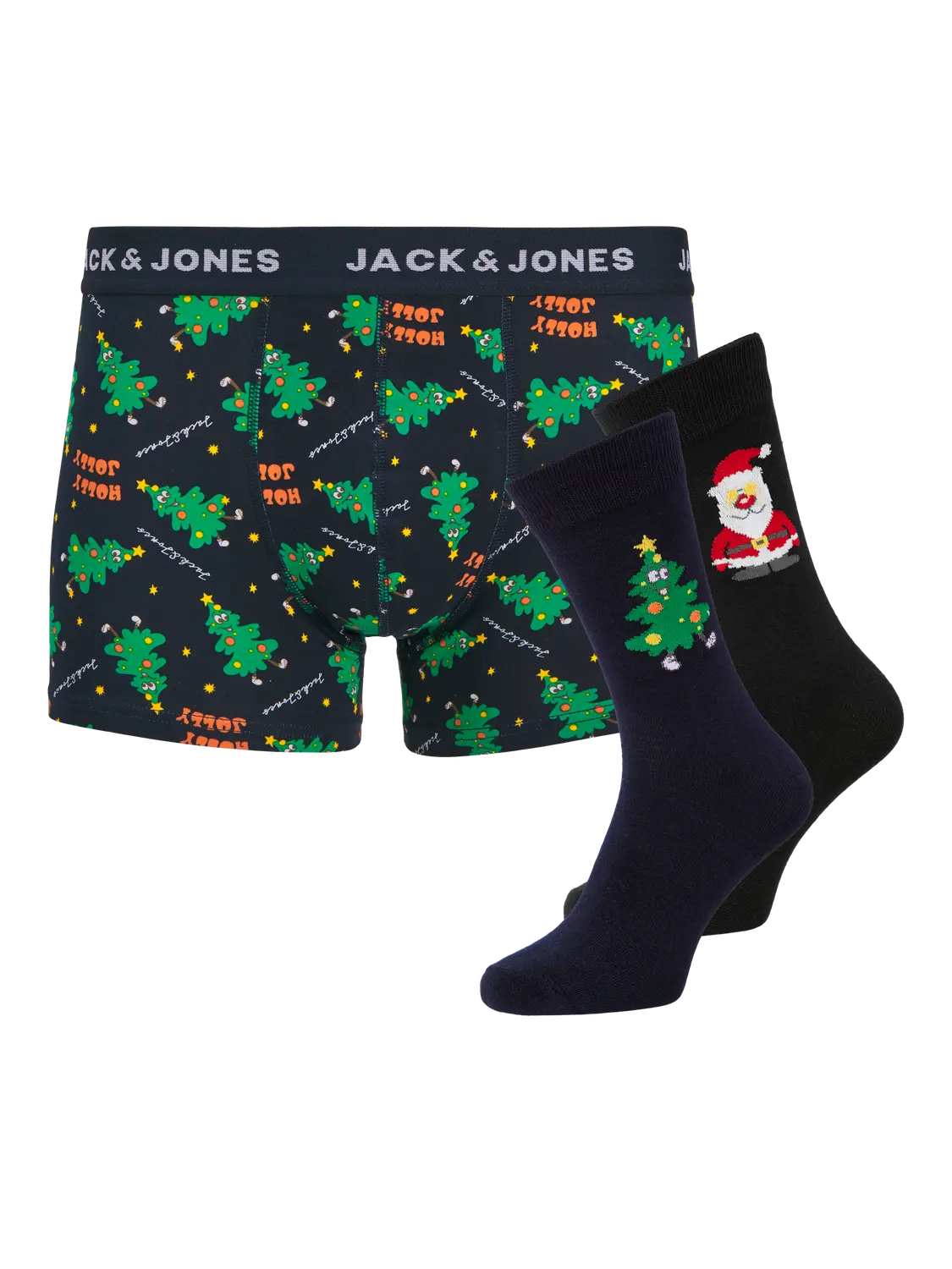 JACK & JONES Set muške bokserice i čarape Jacholly Jolly 12266780, Crni