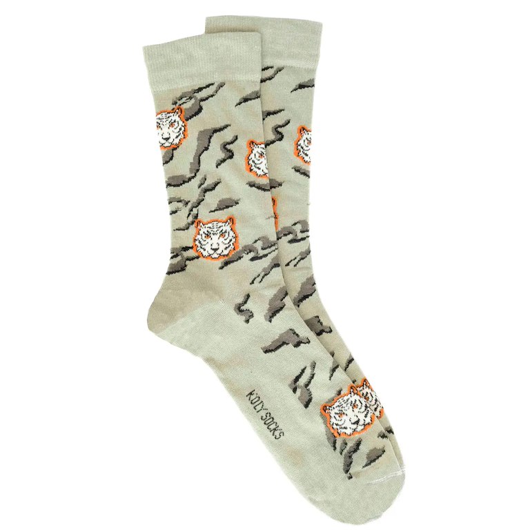 KOLY SOCKS Muške čarape Tigar svetlozelene